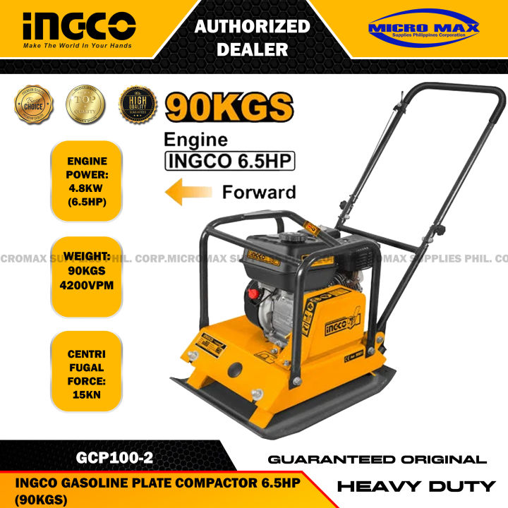 INGCO GASOLINE PLATE COMPACTOR 6.5HP (90KGS) (GCP100-2) | Lazada PH