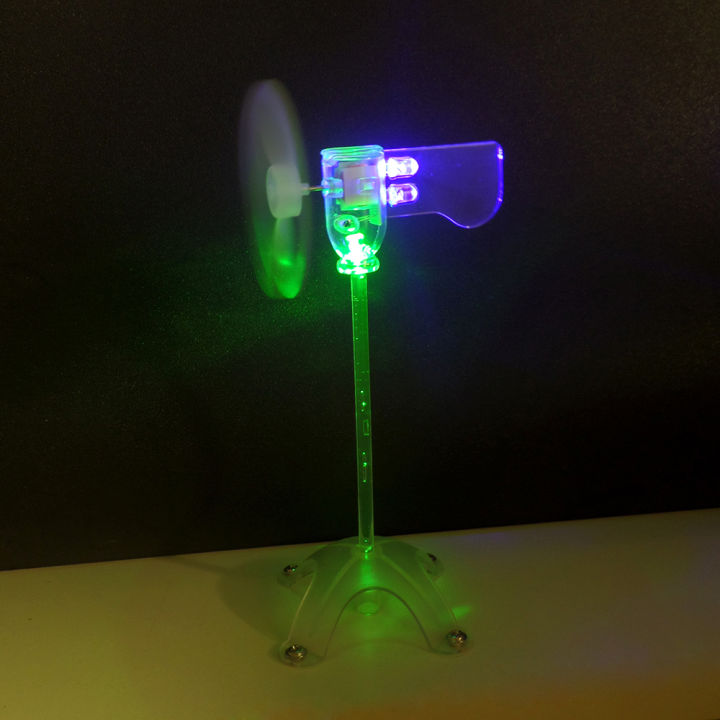 Miniature wind turbine with base mini LED windmill wind power physical ...