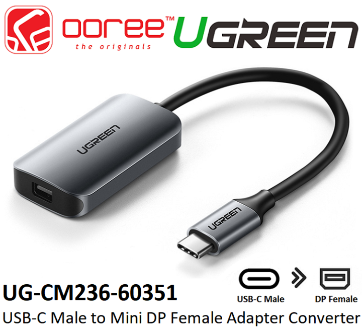 UGREEN USB-C MALE TO MINI DP FEMALE MINI DISPLAY PORT ADAPTER CONVERTER ...