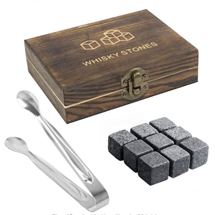 (PDGA) Whiskey Rocks Set 9 with Wooden Box Reusable Cooling | Lazada