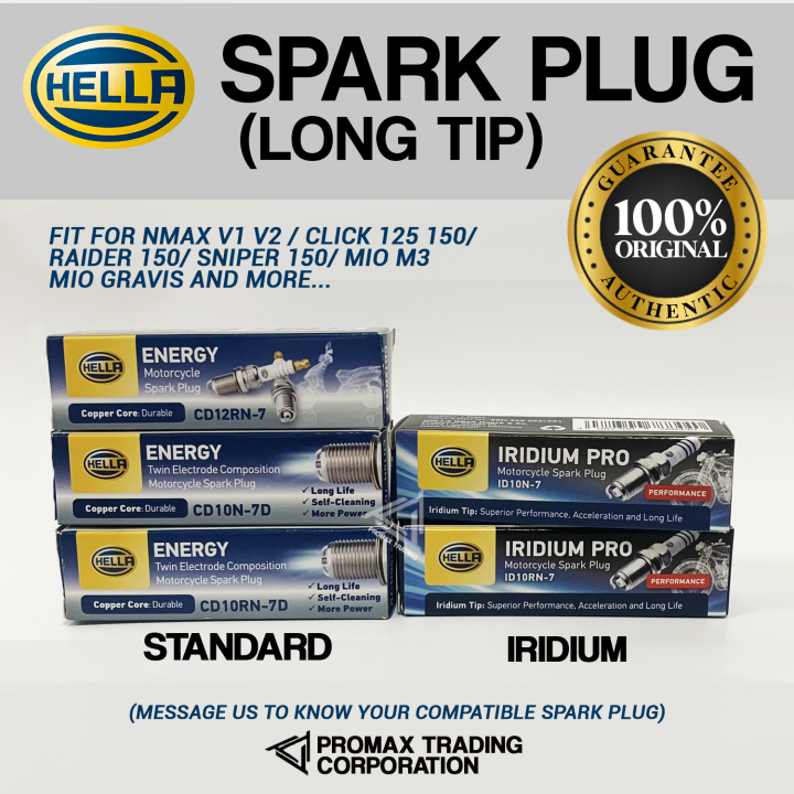 HELLA Spark Plug Long Tip Single Twin Electrode Iridium for NMAX V1 V2 ...
