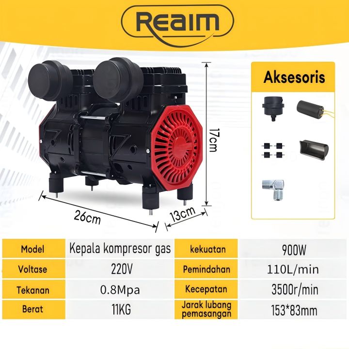 REAIM Kepala Kompresor Angin Oil Free Air Compressor Kepala Kompresor ...