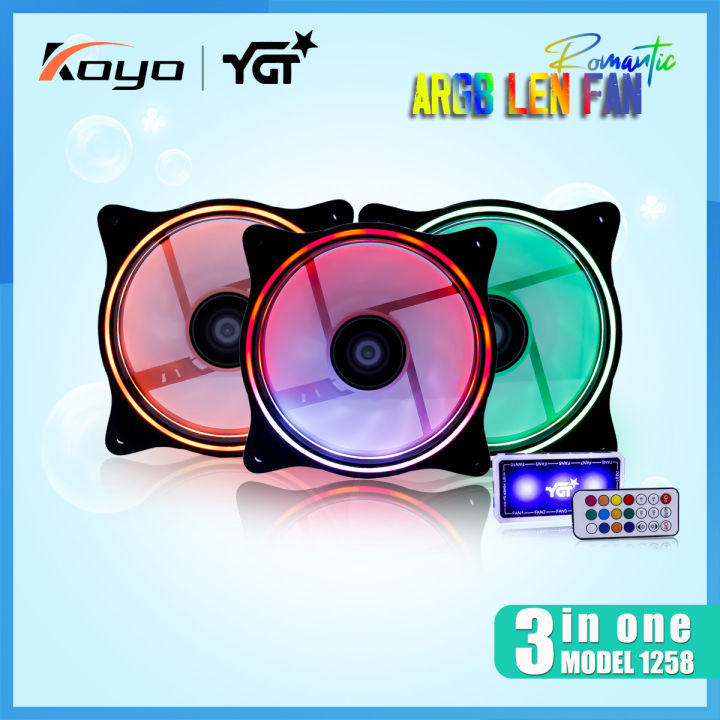 YGT 1258 ARGB FAN 3 IN 1 KIT Romantic Series RGB Fusion MSI Mystic light Aurora sync Collinx ...