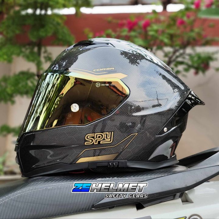 SPYDER CORSA SNAKE CARBON (Black/Gold) FULL FACE - DUAL VISOR (with ...