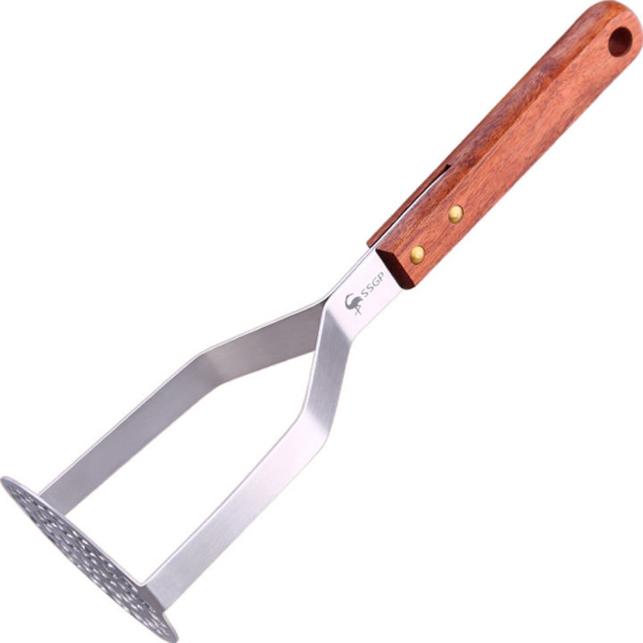 Heavy Duty 304 Stainless Steel Potato Masher with Wooden Handle for ...