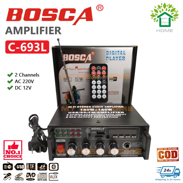 BOSCA 360WATTS BLUETOOTH AMPLIFIER WITH MIC INPUT BASS CONTROL TREBLE ...