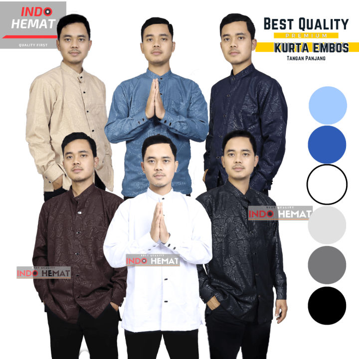 Baju Koko Kurta Embos Dewasa Sultan - Motif Embos Elegan dengan Lengan ...