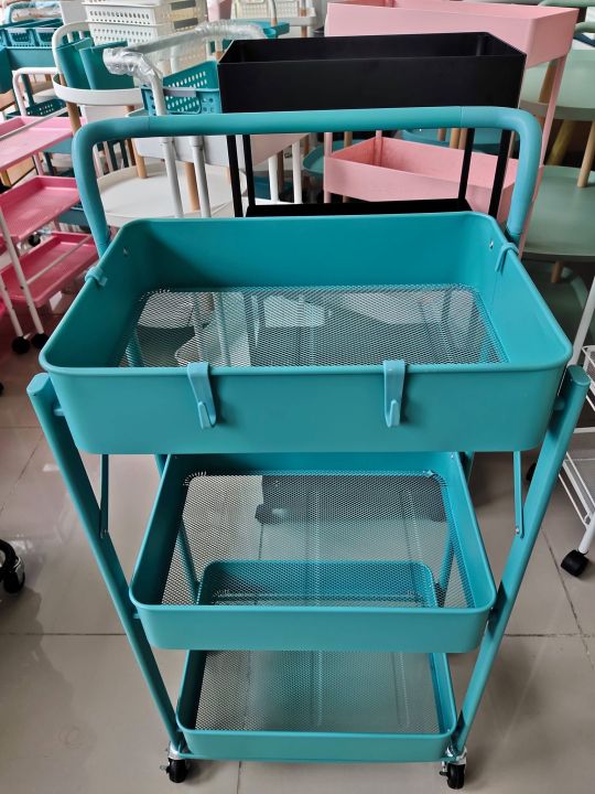 Yali Home Kitchen all Metal trolley cart Installation 3-Tier Foldable ...