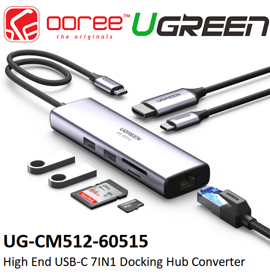 UGREEN CM512 HIGH END USB-C DOCKING 2*USB3.0+ HDM 4K@60HZ + GIGABIT ...