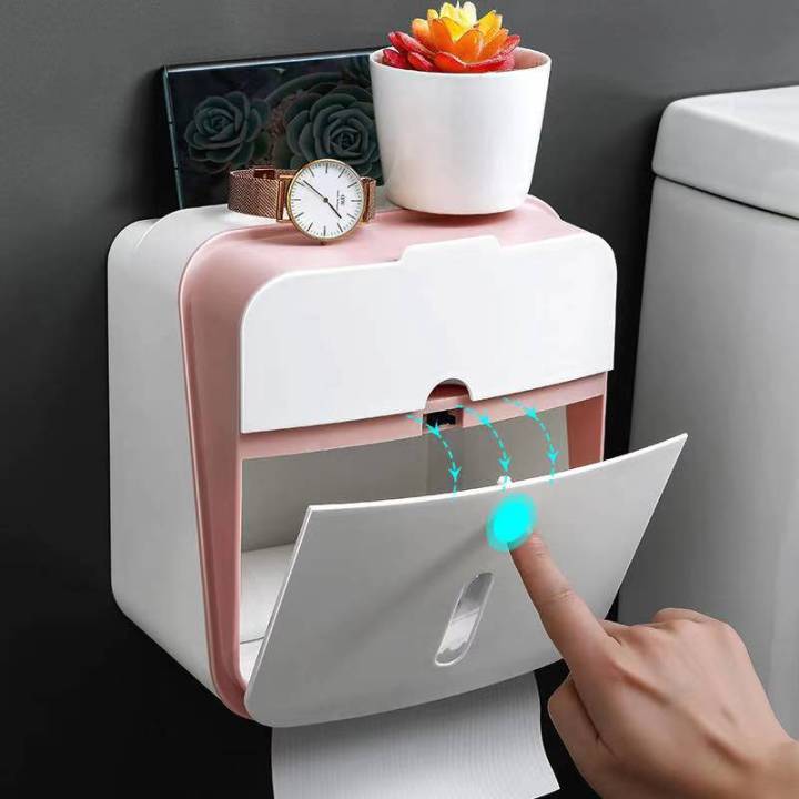 𝓗𝓖 Waterproof Tissue Box Holder Wall Mounted Bathroom Storage Box ...