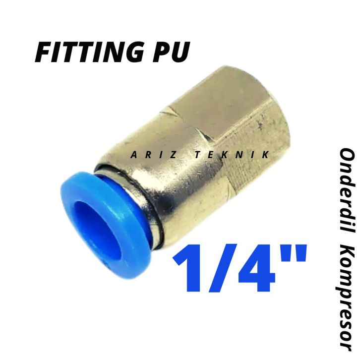 Nepel Fitting Sambung Selang Pu 8Mm Lurus Drat Dalam 1/4 Inch Push ...