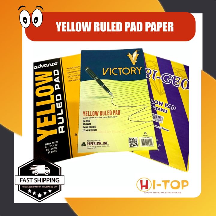 Yellow Pad Paper Long Writing Pad Sold per ream(10pads) Victory l ...
