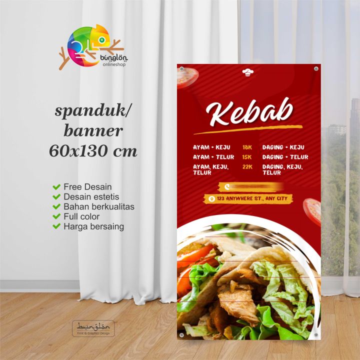 Spanduk Banner Merah Kuning Modern Promo Makanan Kebab Banner | Lazada ...