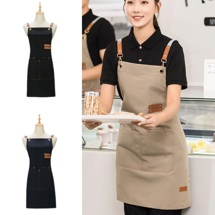 Letian ผ้ากันเปื้อนสำหรับย่างบริกรห้องครัวกระเป๋าร้านทำเล็บยอดเยี่ยมกัน ...