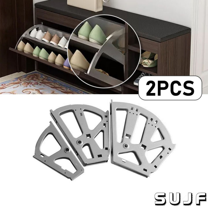 (2PCS) Cabinet Hinges 1/2/3 Layers Shoe Cabinet Flip Frame Shoe Rack ...