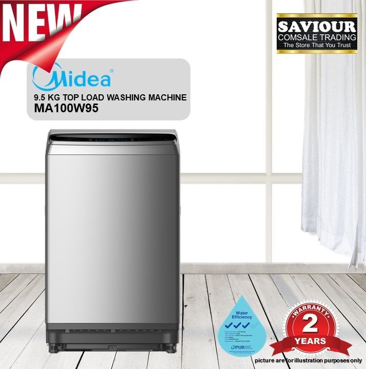 Midea MA100W95 - 9.5kg Top Load Fully Auto Washing Machine (Grey) - 2 ...