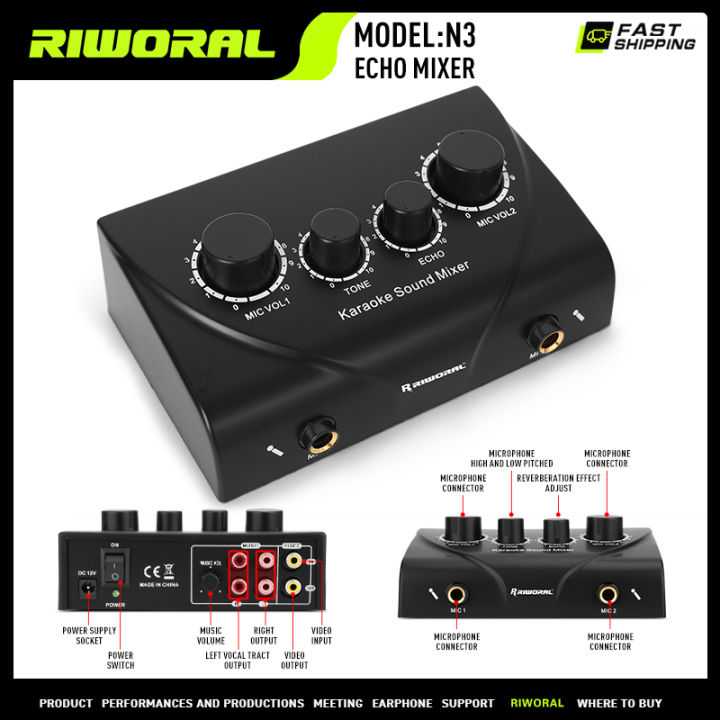 mixer for sound system audio interface Karaoke home outdoor reverb Dual ...