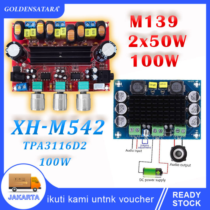 XH-M139 XH-M542 Kit Power Amplifier Class D TPA3116 D2 2x50W+100W 100W Stereo Subwoofer / Power ...