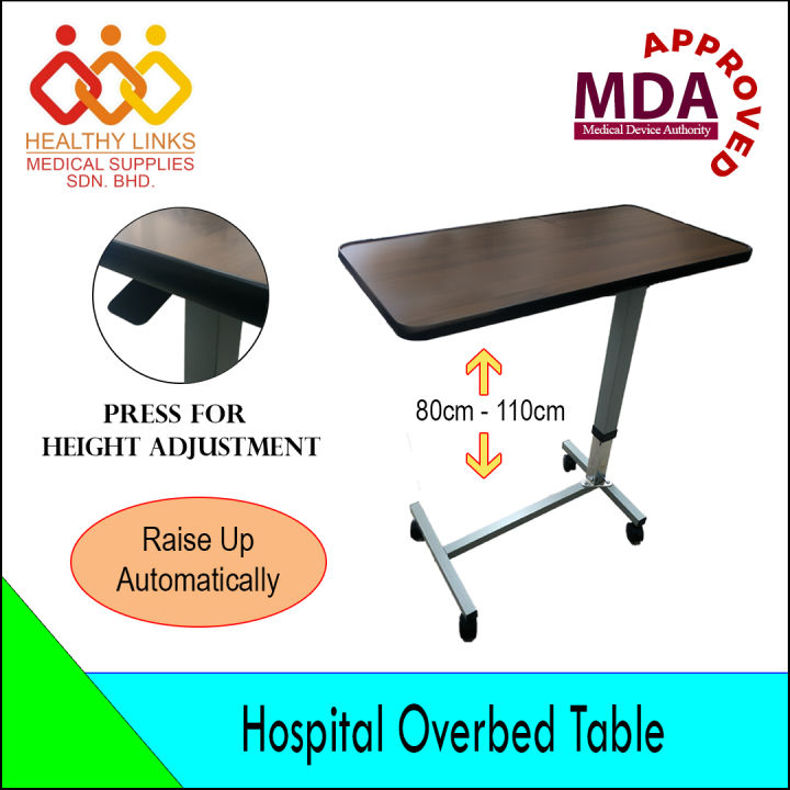 Hospital Overbed Table With Wheel - Height Adjustable | Lazada