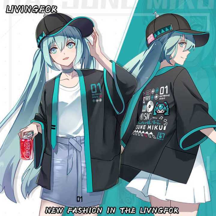 Hatsune Miku Cloak Anime Vocaloid Miku Cosplay Costumes Mens Blue T ...