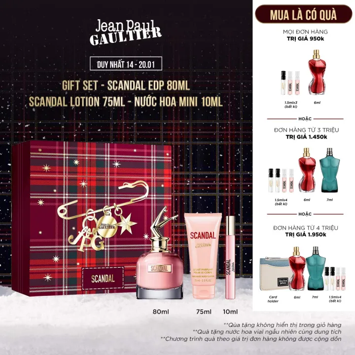 Set Nước hoa Jean Paul Gaultier Scandal EDP 80ml + Body Lotion 75ml ...