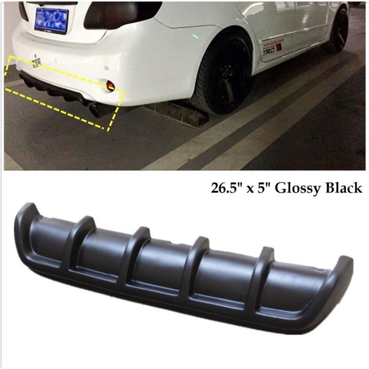 Universal Rear Shark Curved Add on Bumper Lip Diffuser Kit 6 Fin Rear ...