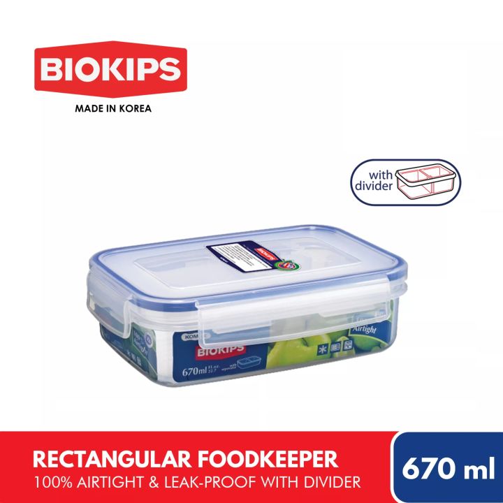 Biokips Rectangular Food Storage Container with 2 Compartments 670ml ...