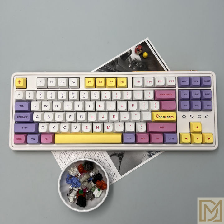 Ice Cream Keycap PBT Dye Sub XDA Purple Rainbow Cute Keycaps 135pcs Fit ...