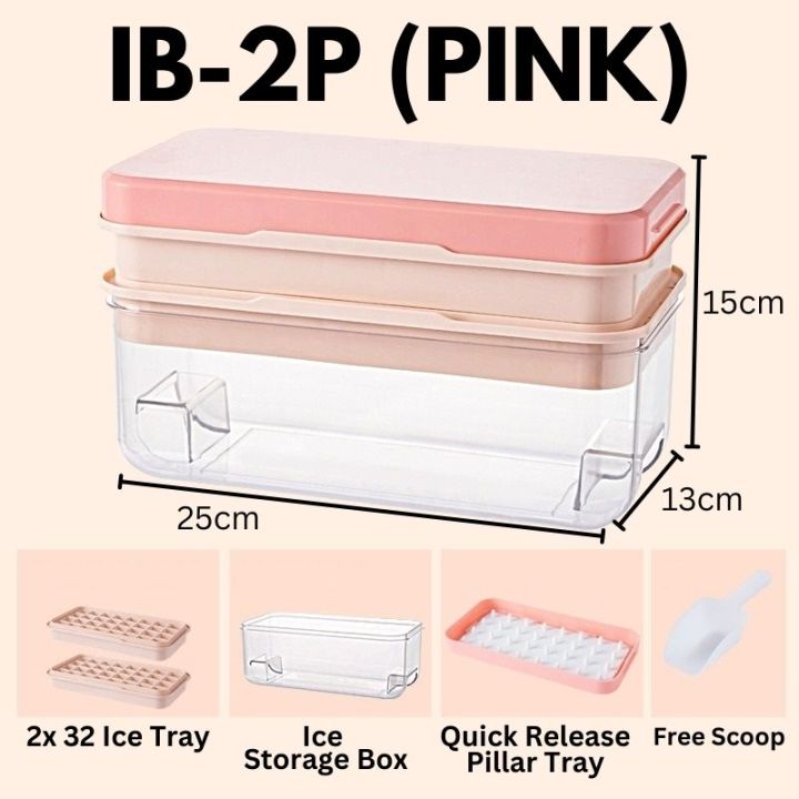 Stackable Ice Cube Maker Tray (36 cubes) with Quick Release design and ...