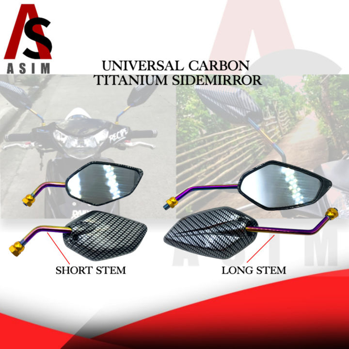 ASIM MOTORCYCLE UNIVERSAL THAI SIDE MIRROR TRICHROISM CARBON TITANIUM ...