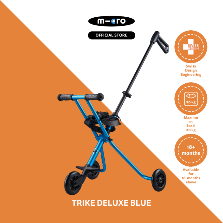 Micro Trike Deluxe Blue - Stroller Dorong Anak Praktis (Dengan Seatbelt ...