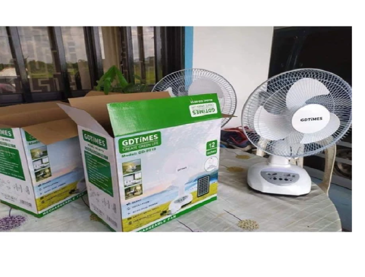 GDTimes Solar Electric Fan | Rechargeable fan with Solar panel and ...