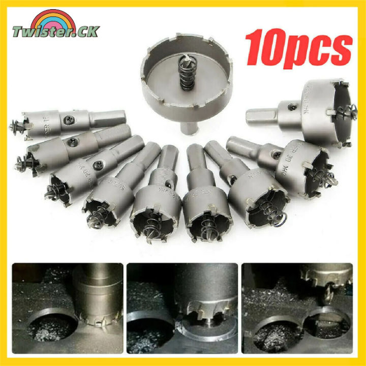 10PCS Carbide Hole Saw Kit, 16mm-53mm Hole Saw Set Tipped Drill Bit Set Cutting Hole Saw Kit For ...