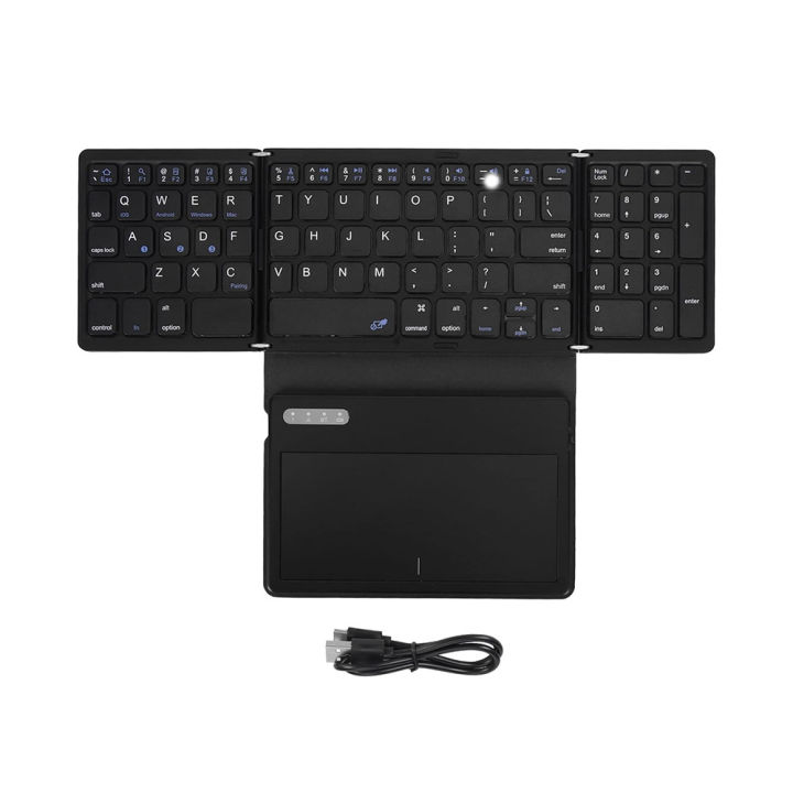 Tri-Fold Wireless Bluetooth-Compatible Keyboard With Touchpad Tablet ...