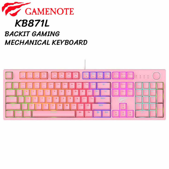 KEYBOARD GAMING MECHANICAL HAVIT GAMENOTE (KB871L) RGB PINK BLUE SWITCH ...