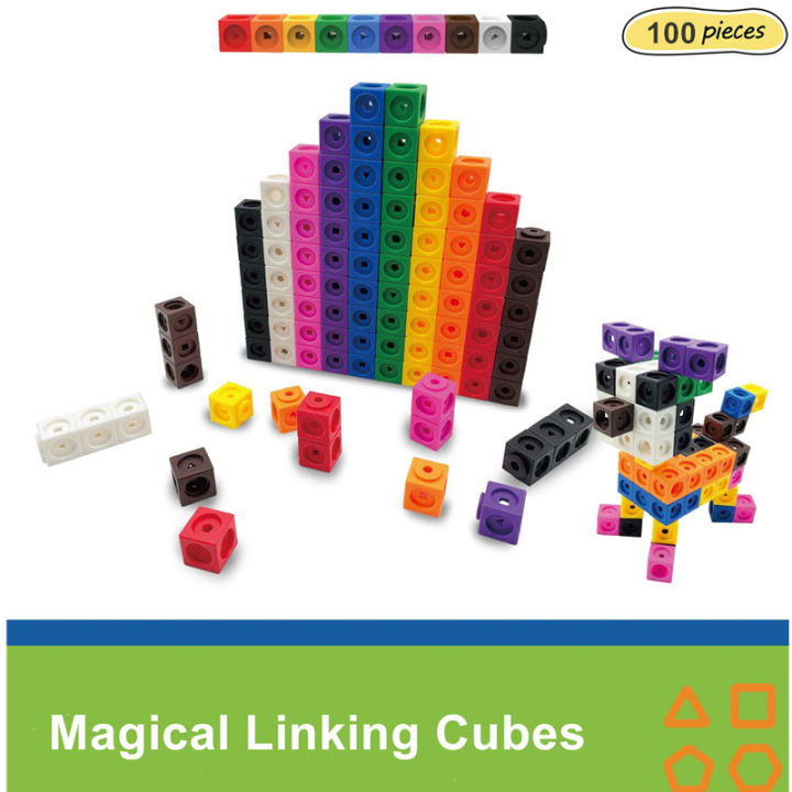 100 Piece Linking Cubes Set For Counting Sorting Stem Connecting Math Manipulatives Educational