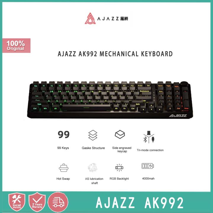 คีย์บอร์ดแบบกลไก AK992 Ajazz กับบลูทูธ2.4G,ไร้สาย,RGB,คีย์100,Swappable ...