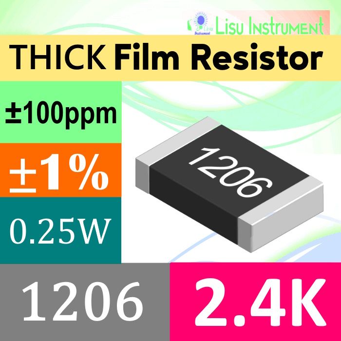 25 Buah - 2.4KΩ 1206 3216(mm) ±1% THICK Film SMD Resistor 250mW 2.4K ...