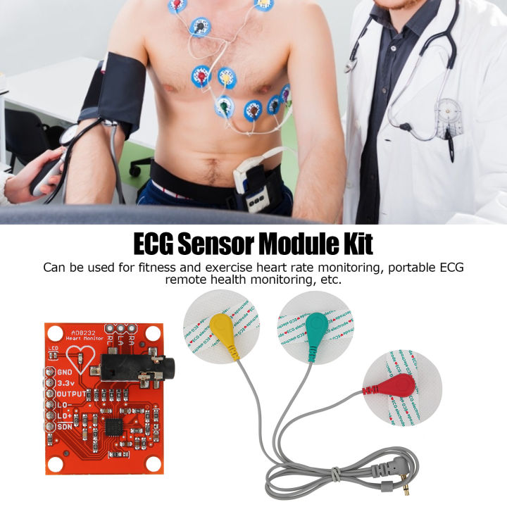 AD8232 โมดูล ECG Sensor Kit Heart Rate Monitor การวัดด้วย Electrode ...