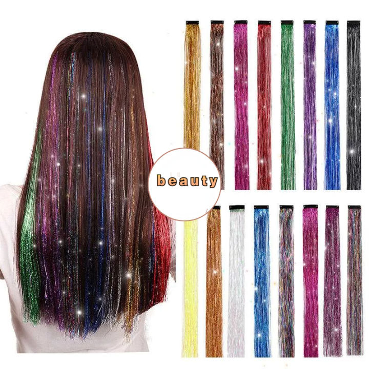 【Bestella COD】Wig ekstensi rambut mengkilap berwarna ekstensi rambut ...