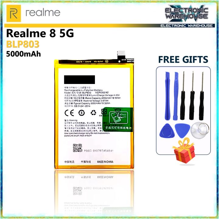 Battery for Realme 8 5G Model BLP803 RMX3241 5000mAh Capacity | Lazada PH