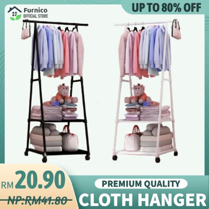 Double Pole Adjustable Stainless Steel Cloth Hanger Rack | Lazada