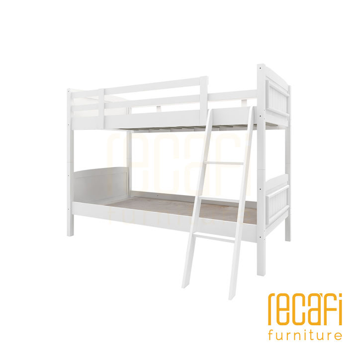 Recafi Furniture Single Wooden Double Decker Bed Frame | Solid Wood Bed ...
