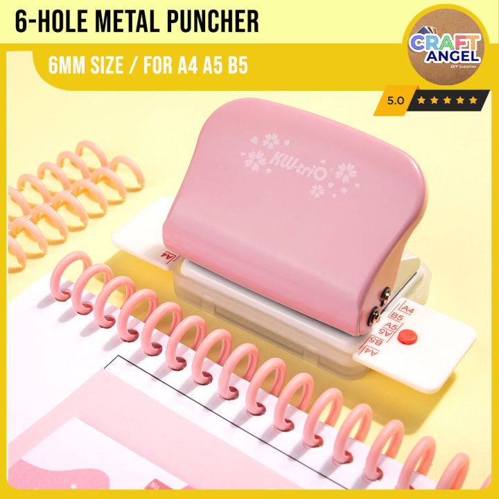 Kw Trio 6 Hole Paper Punch Puncher Handheld Metal Round Hole 6mm For A4