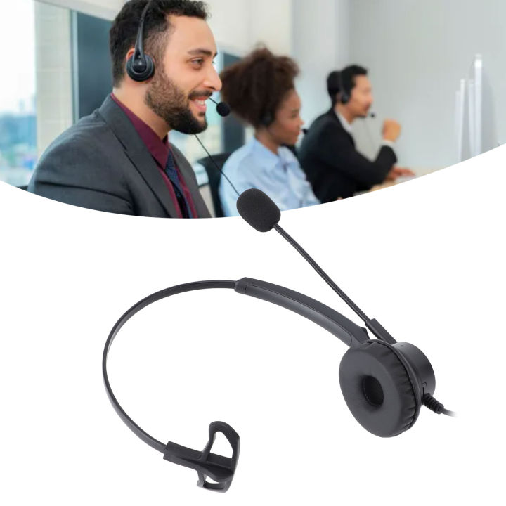 Single Ear Headset Telephone Headset Plug and Play Noise Cancelling ...