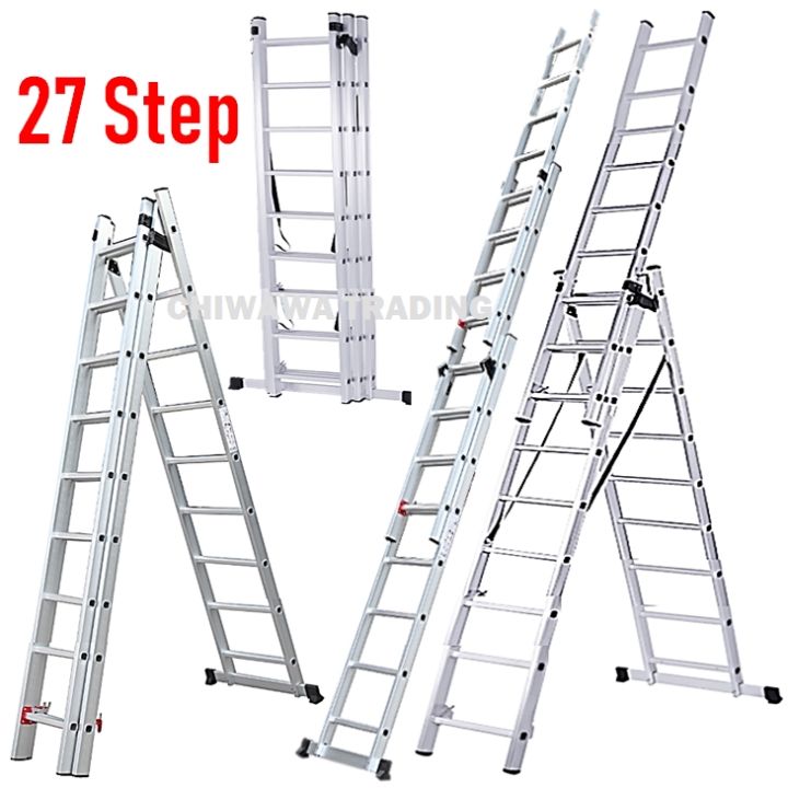 ( LD10 ) 36 Steps Heavy Duty Foldable Aluminium 3 Section Triple ...