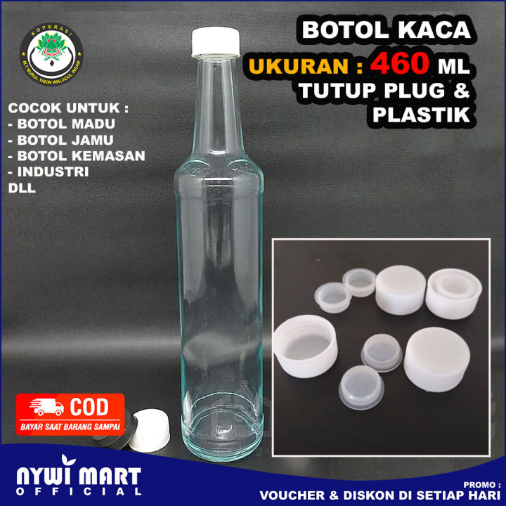 Botol Kaca 460ml Tutup Plastik / Botol Madu / Botol Marjan / Botol Jamu ...