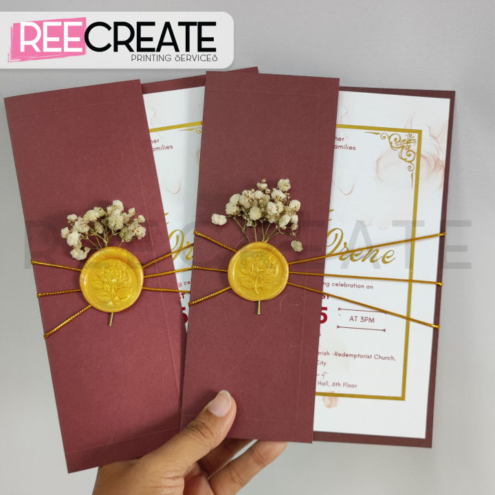 Half-Folded Envelope Wedding Invitations - with string and seals - Free ...