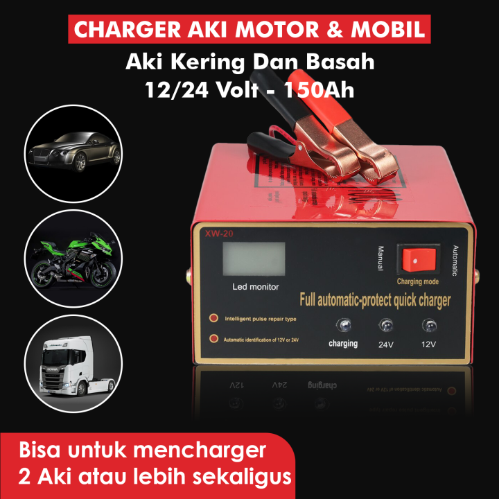 Cas Aki Motor Dan Mobil Casan Accu Kering Dan Basah Otomatis Digital 12 ...