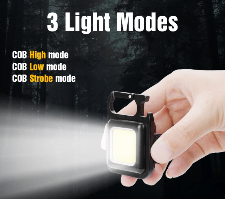 Mini USB Flashlight COB Rechargeable Keychain Light LED Portable Pocket Light Bottle Opener ...